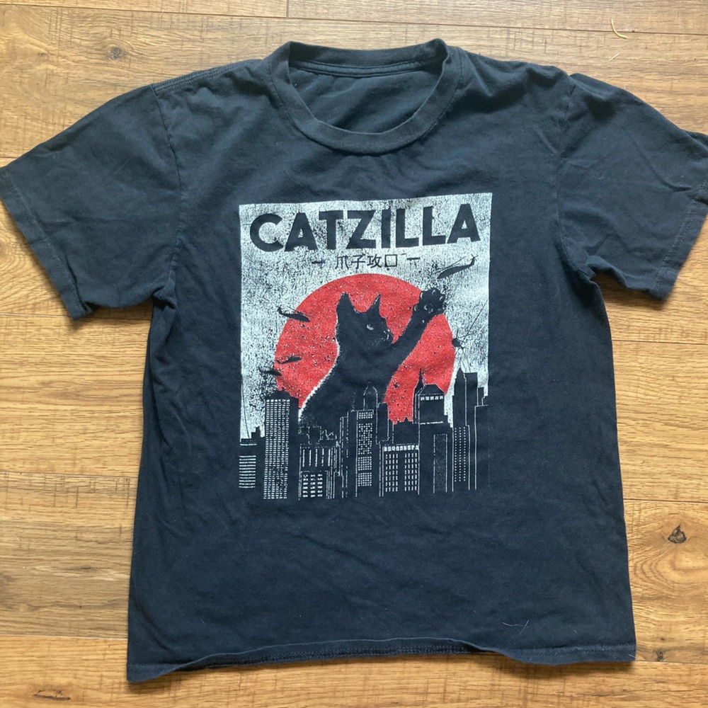 Catzilla Cats Godzilla Mashup Graphic T-Shirt - Black… - Gem